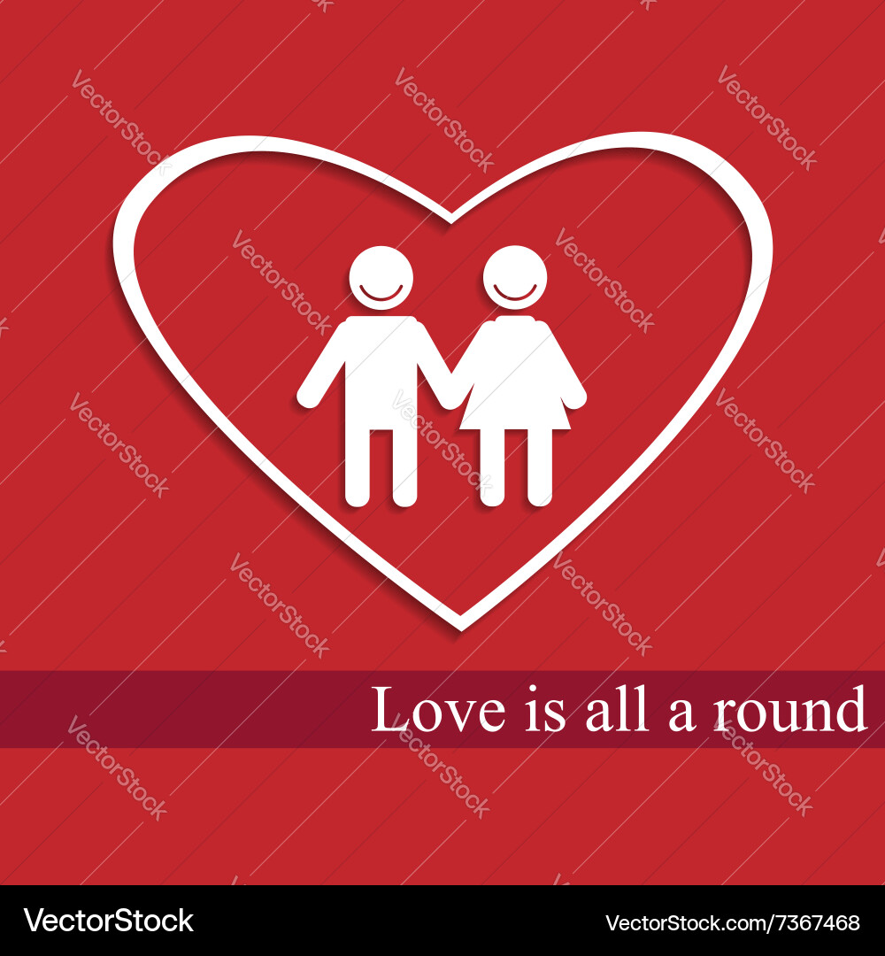 White heart with couple icon and shadow concept Vector Image