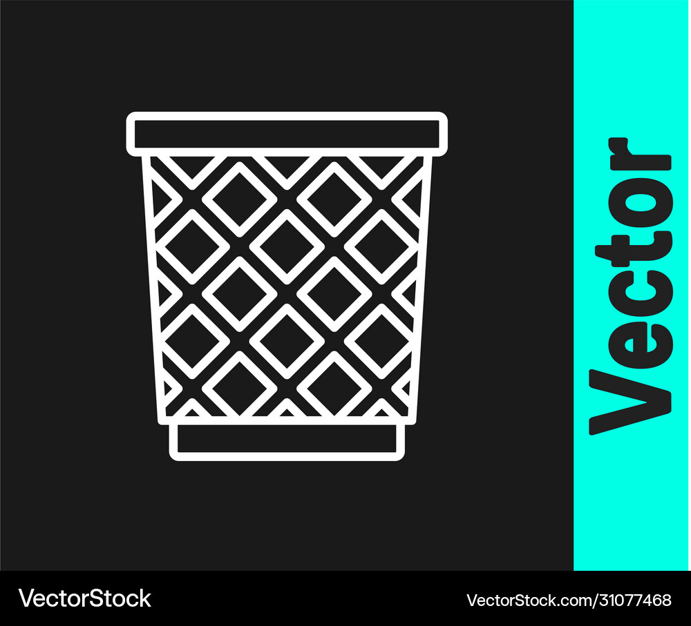 White line trash can icon isolated on black Vector Image