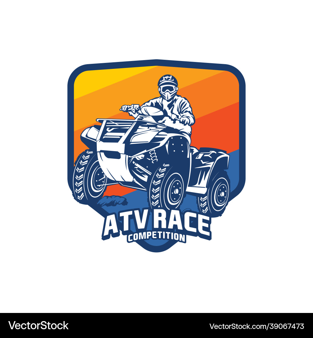 Atv racing sport logo design Royalty Free Vector Image
