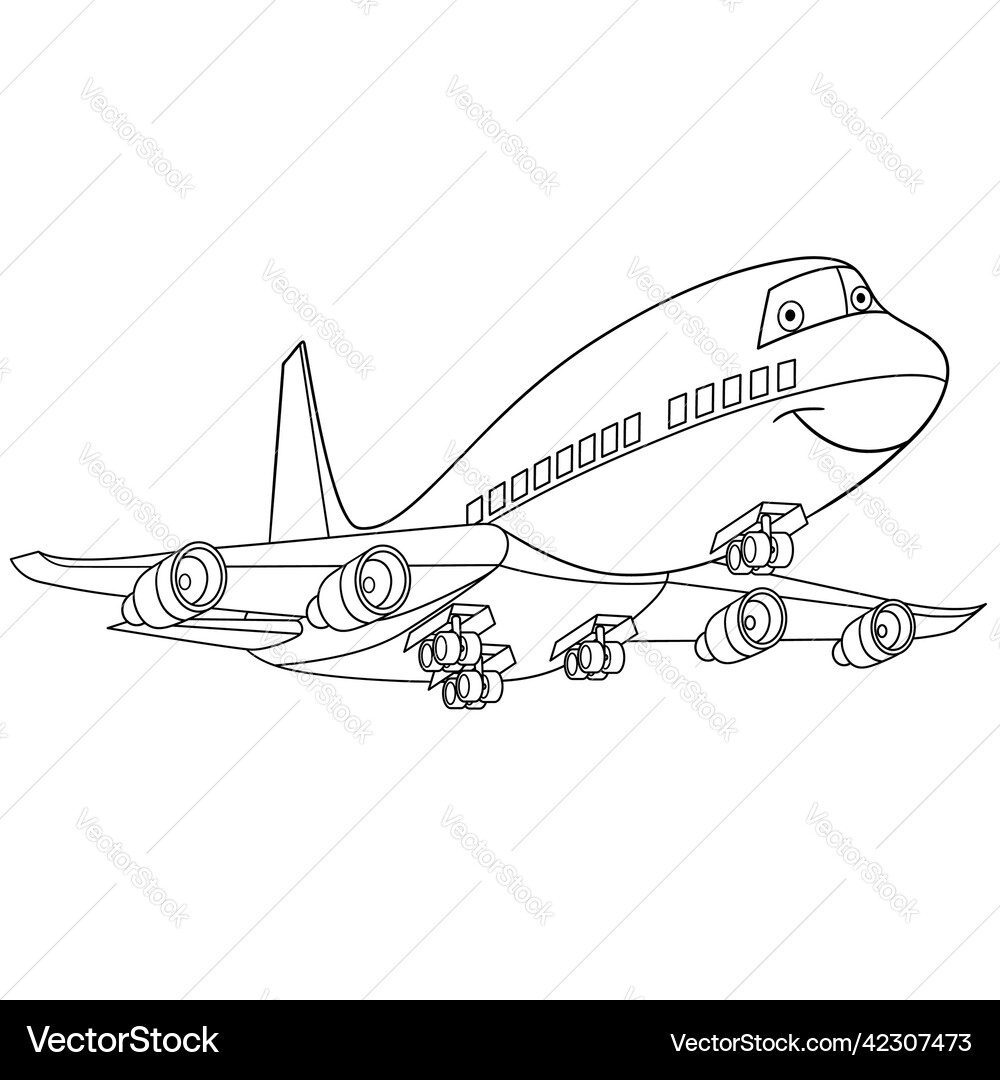 Cartoon plane aircraft coloring Royalty Free Vector Image