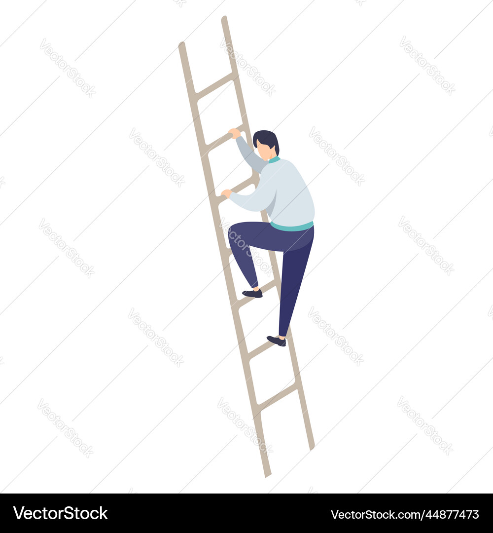 Concept with a man climbing stairs in flat Vector Image