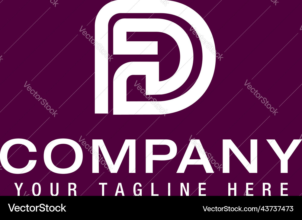 D letter line style brand logo design Royalty Free Vector
