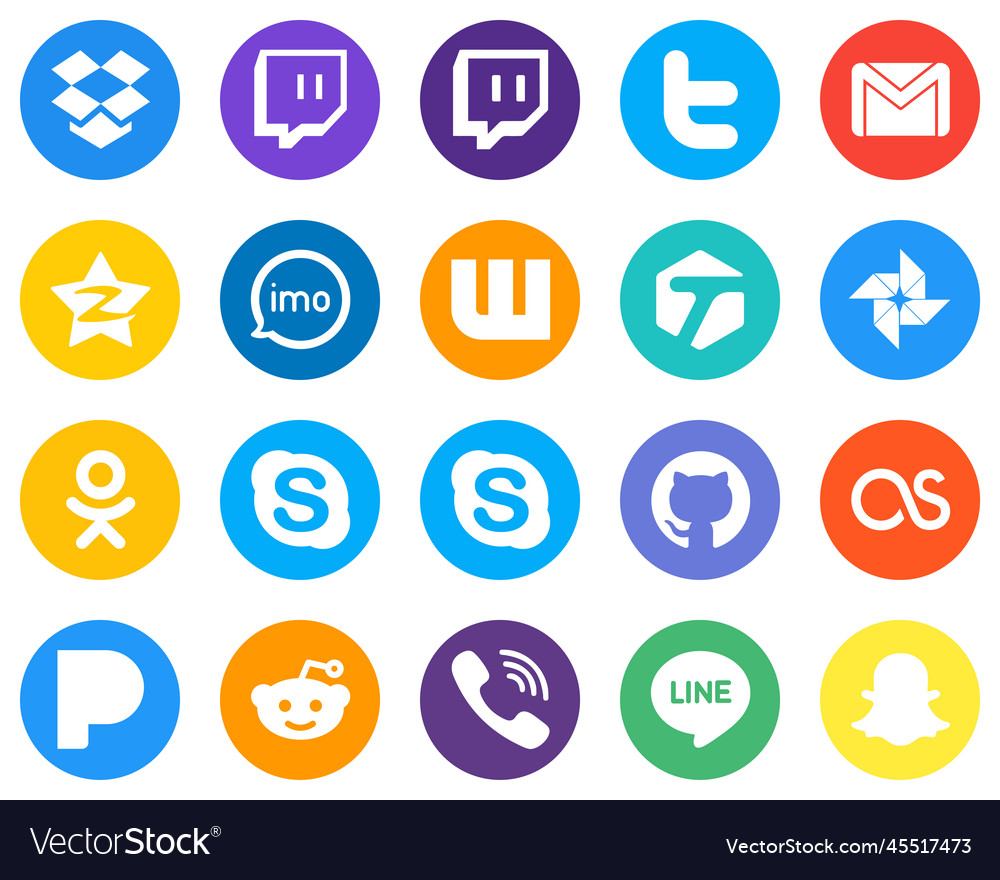 Flat circle white icon collection odnoklassniki Vector Image Flat circle white icon collection odnoklassniki Vector Image