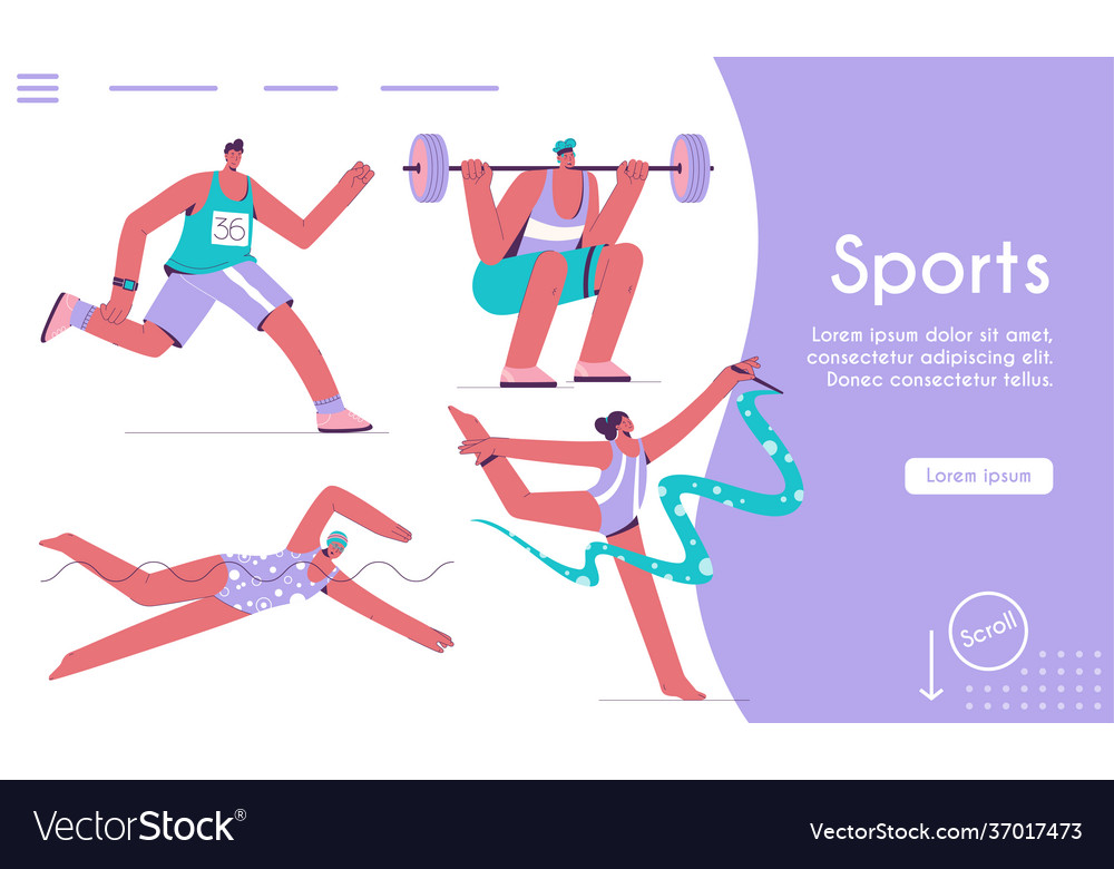 Landing page sports concept Royalty Free Vector Image