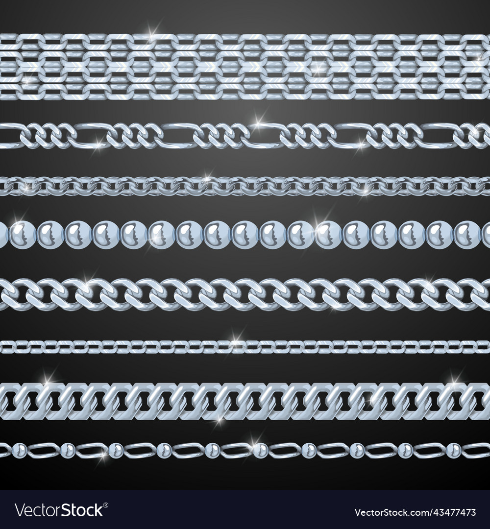 Silver chains set Royalty Free Vector Image - VectorStock