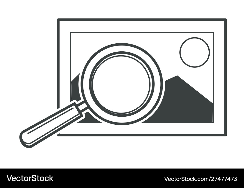Standard picture and magnifying tool enlarging Vector Image