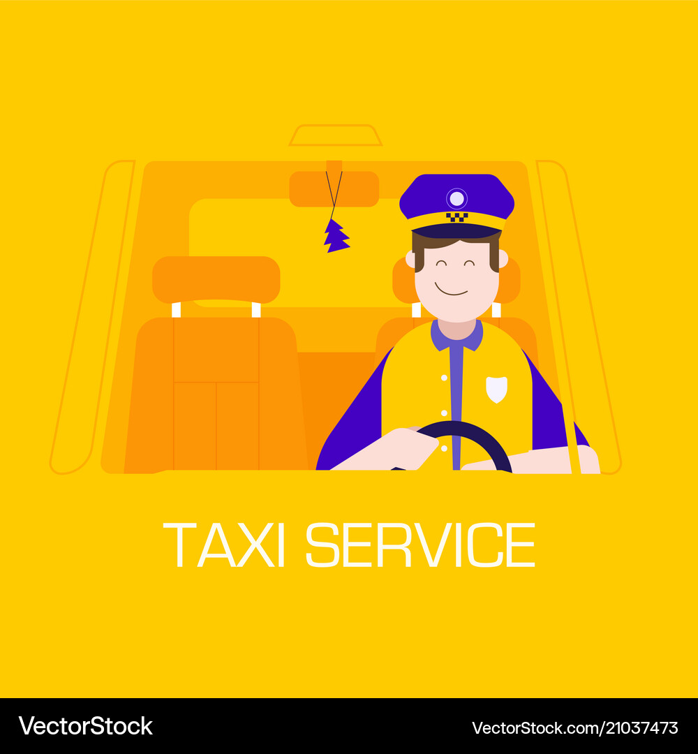 Taxi service concept with driver man Royalty Free Vector
