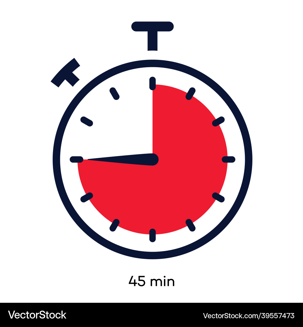 Timer 45 minutes symbol color line style Vector Image