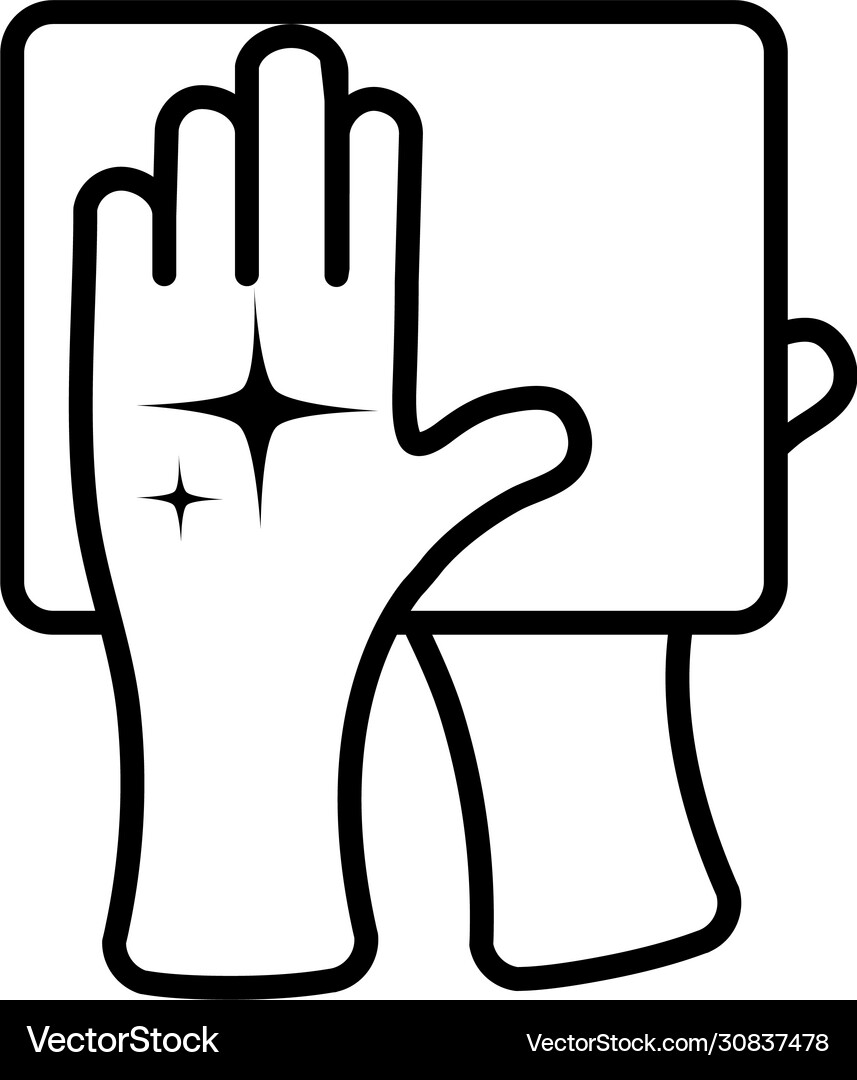 Clean hands and paper tissue line style Royalty Free Vector