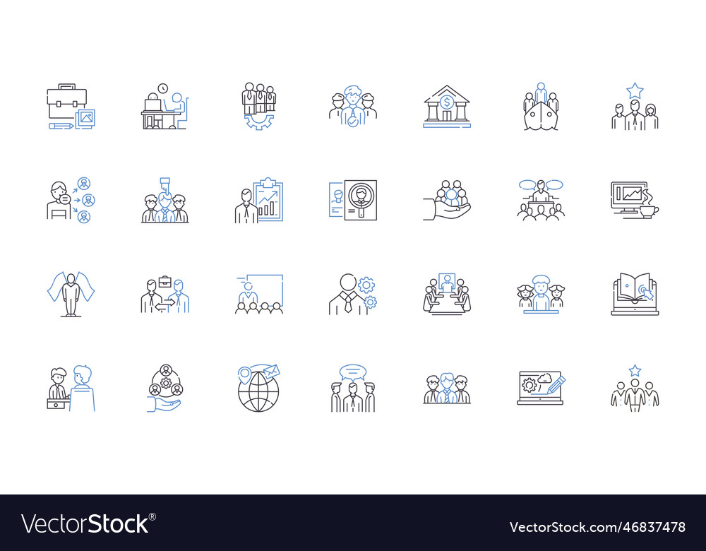 Command Hierarchy Line Icons Collection Authority Vector Image