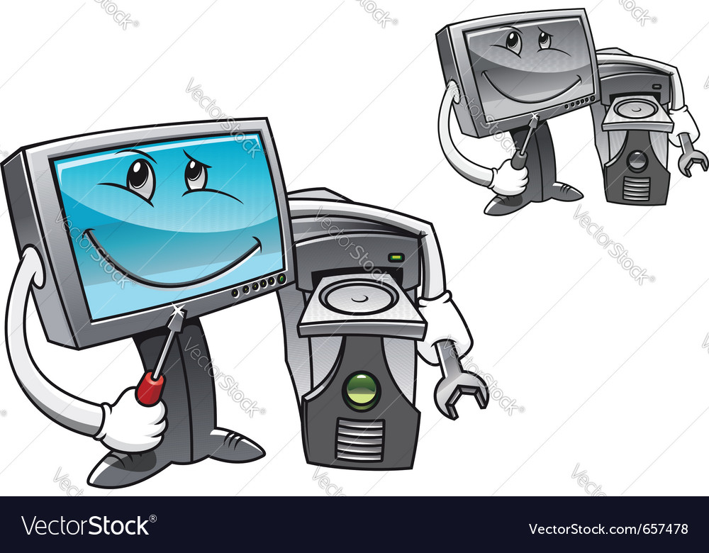 Computer with tools Royalty Free Vector Image - VectorStock