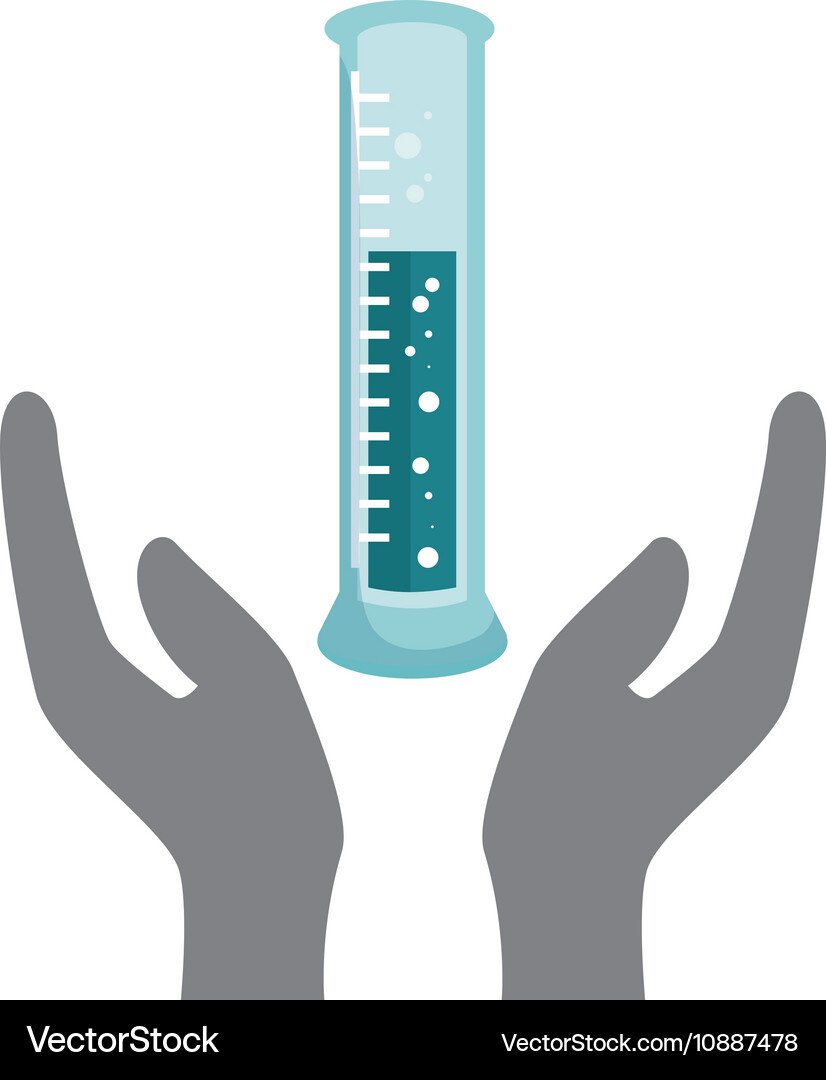 Hands with chemistry bottle Royalty Free Vector Image