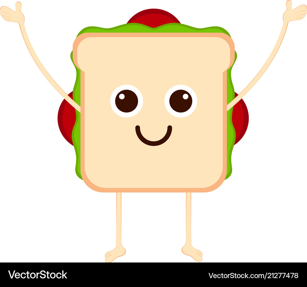 Isolated happy sandwich emote Royalty Free Vector Image