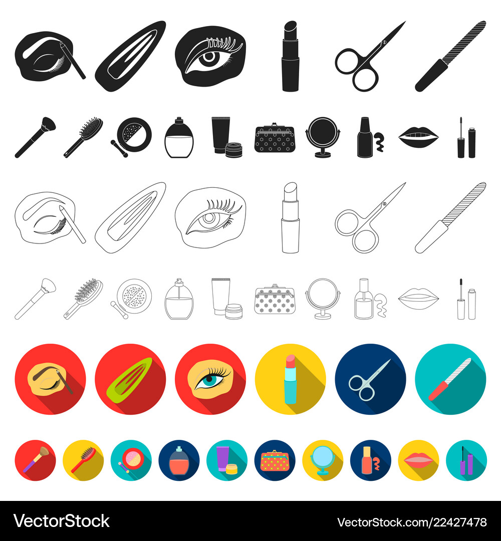 Makeup and cosmetics flat icons in set collection Vector Image
