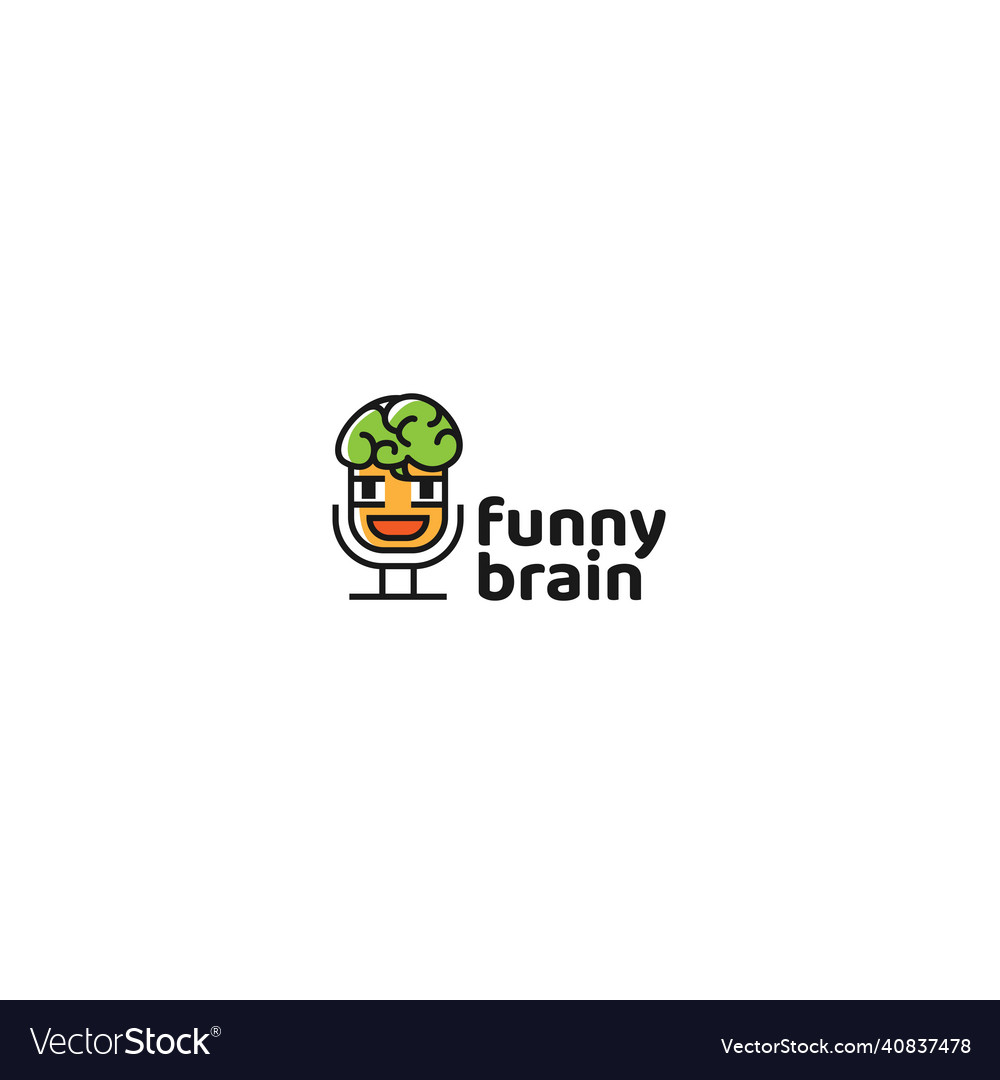 Modern flat colorful funny brain smart logo design