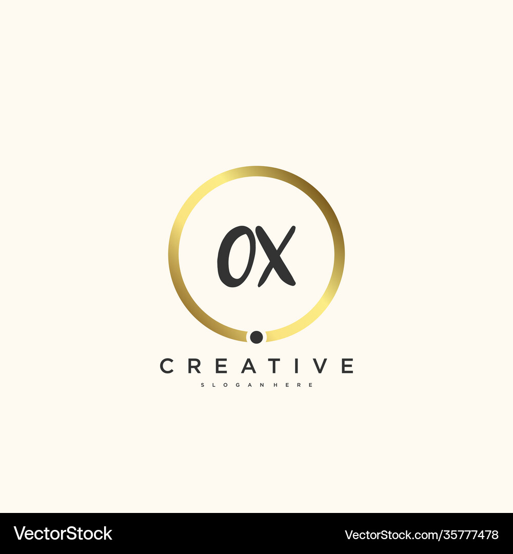 Ox beauty initial logo handwriting logo art Vector Image