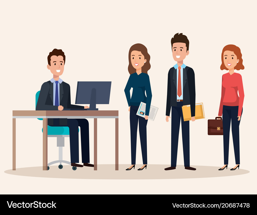 Resources human office company scene Royalty Free Vector