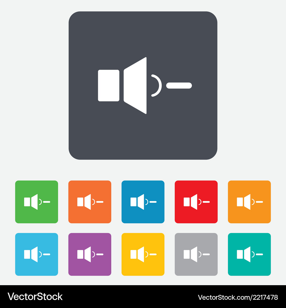 Speaker low volume sign icon sound symbol Vector Image