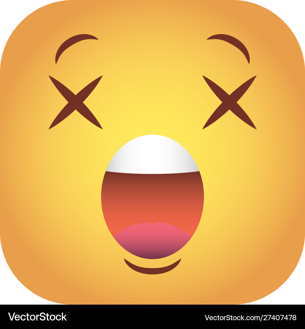 Square emoticon closed eyes face character icon Vector Image