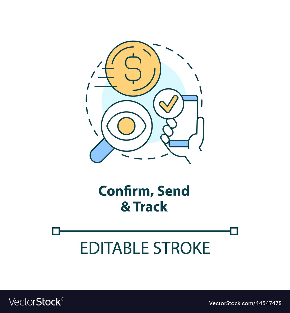 Transfer confirm send and track concept icon Vector Image