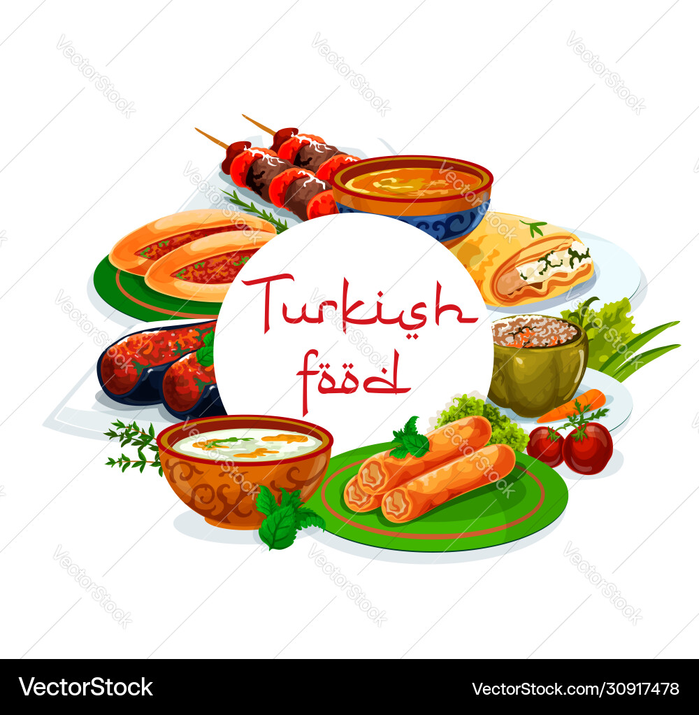 Turkish cuisine restaurant menu authentic food Vector Image