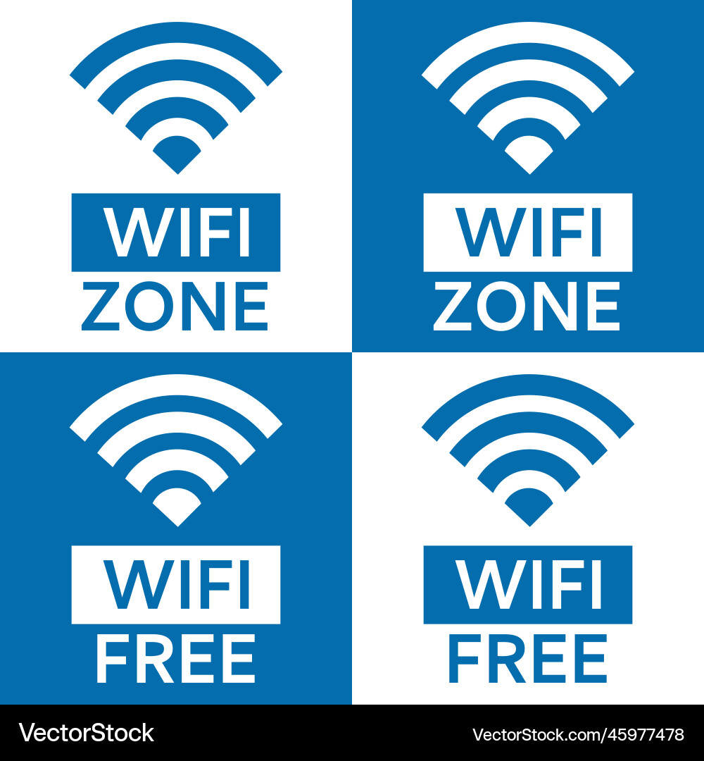 Wifi zone icon set free sign Royalty Free Vector Image