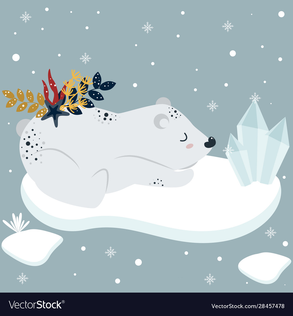 Winter poster with a polar bear Royalty Free Vector Image