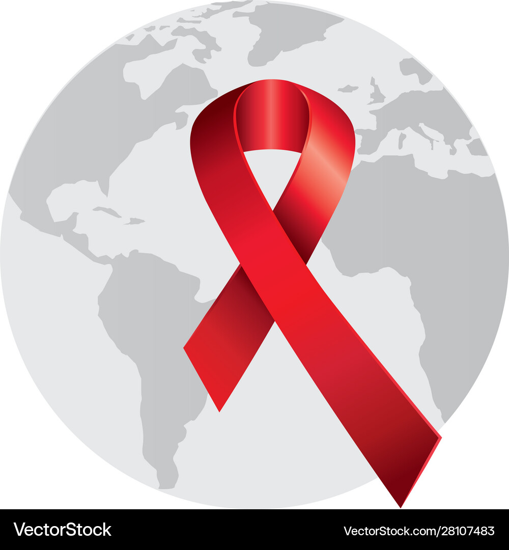 Aids day awareness ribbon with planet earth Vector Image