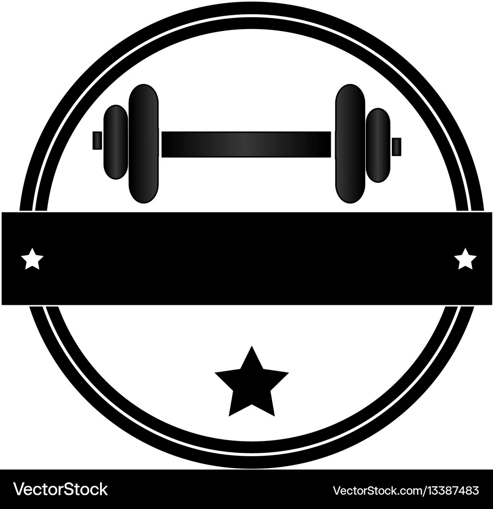 Circular border with dumbbell for training in gym Vector Image