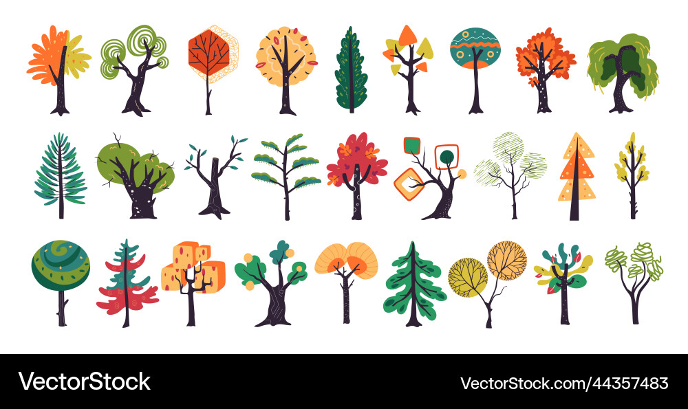 Doodle pine tree scandinavian autumn hand drawn Vector Image