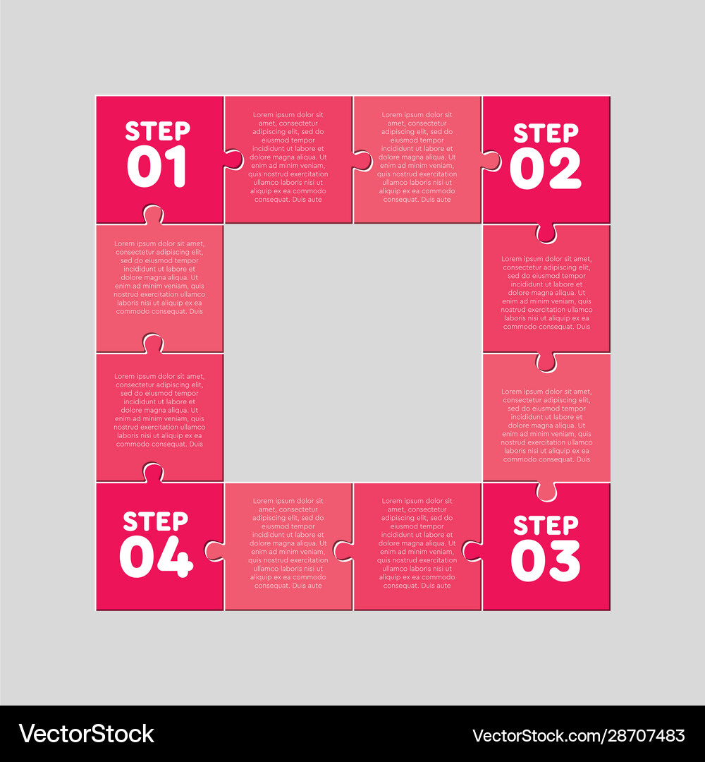 Four jigsaw puzzle square diagram info graphic Vector Image