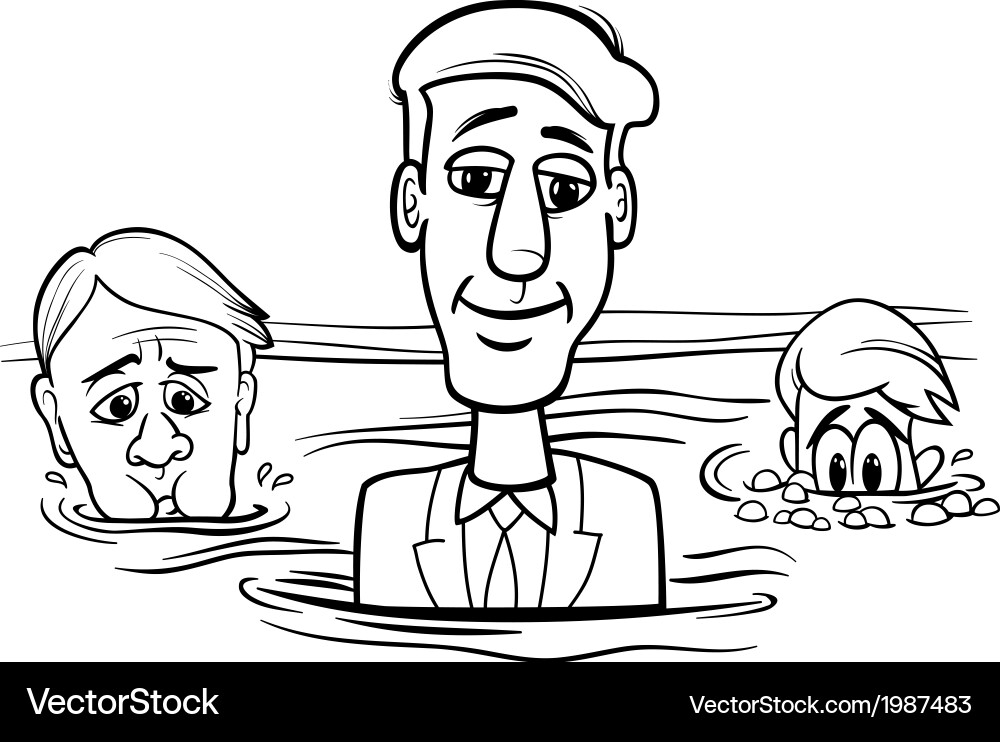 Head above water saying cartoon Royalty Free Vector Image