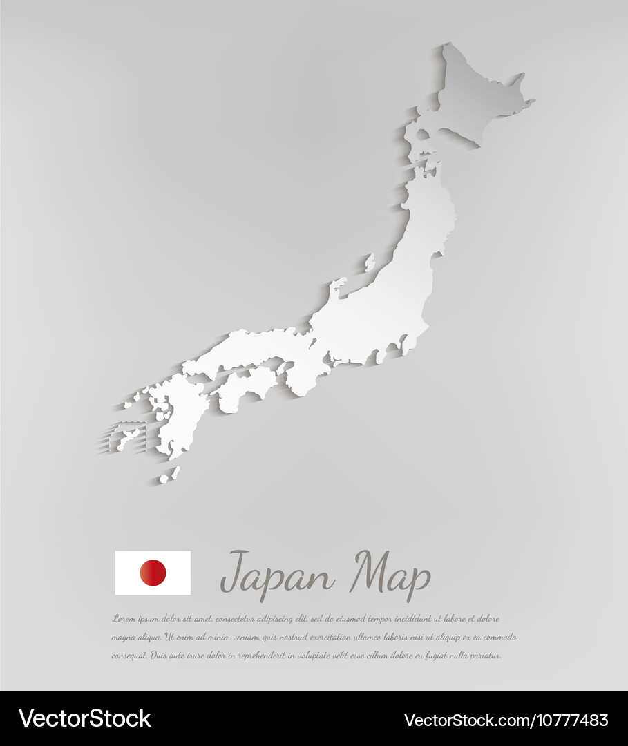 Japan map white card paper 3d Royalty Free Vector Image