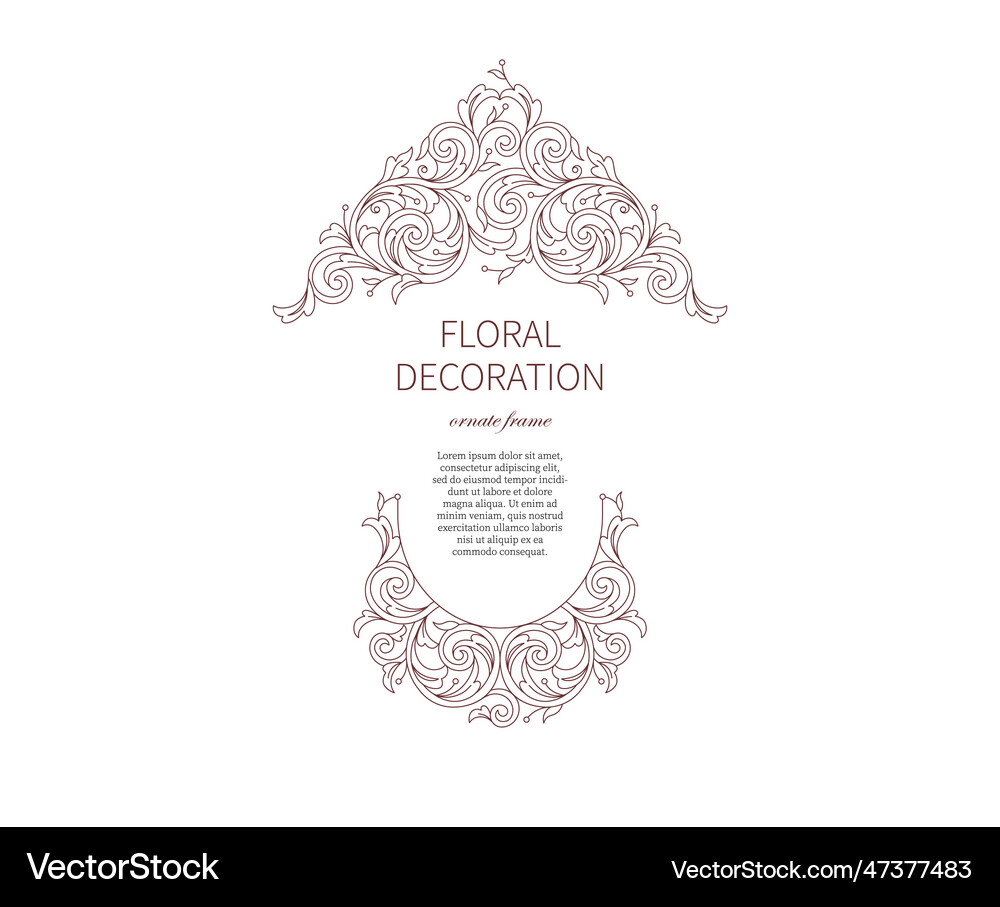 Line art floral monochrome frame arabic Royalty Free Vector