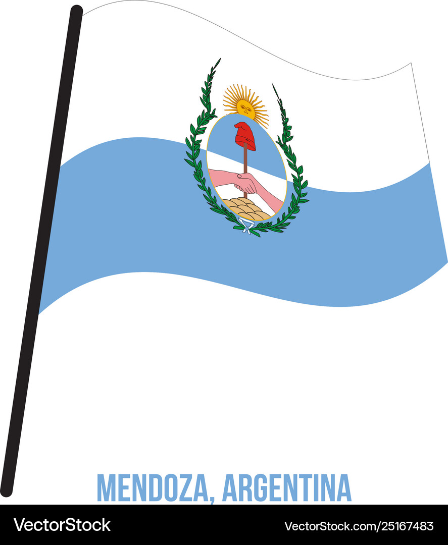 Mendoza flag waving on white background Royalty Free Vector