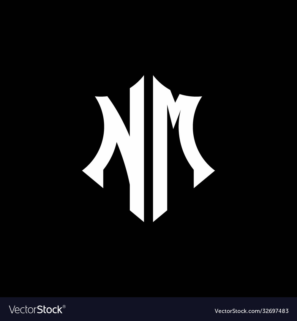 Nm monogram logo with a sharp shield style Vector Image