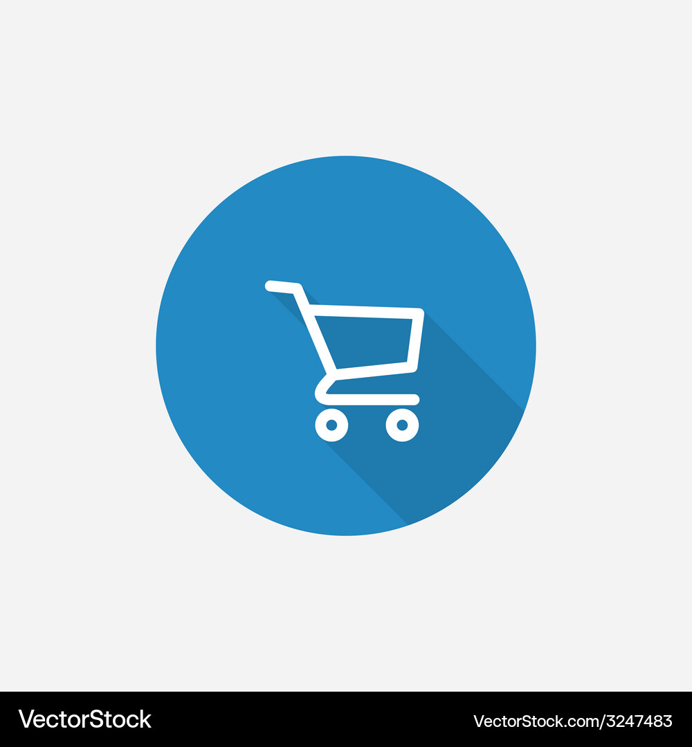 Shopping cart flat blue simple icon with long Vector Image