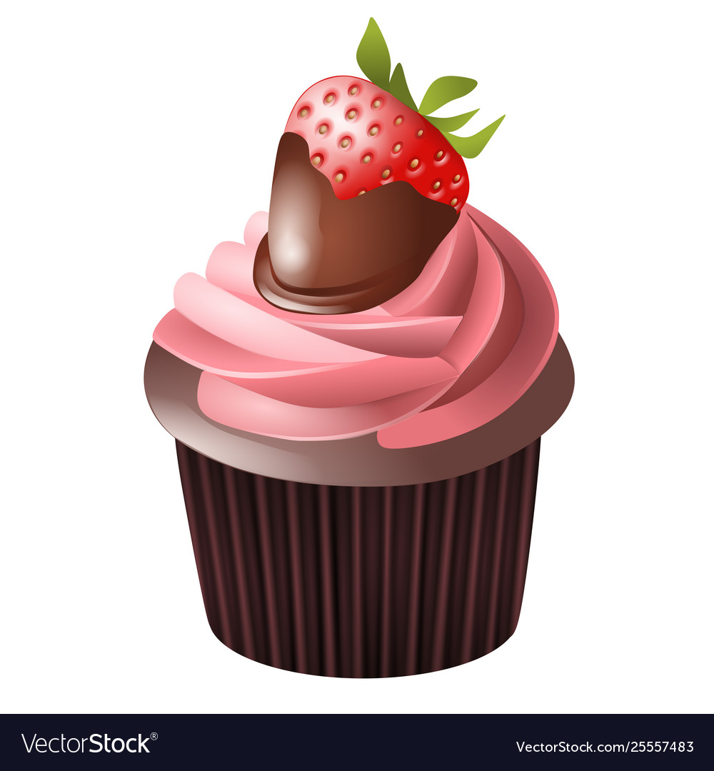 Strawberry Cupcake Royalty Free Vector Image Vectorstock