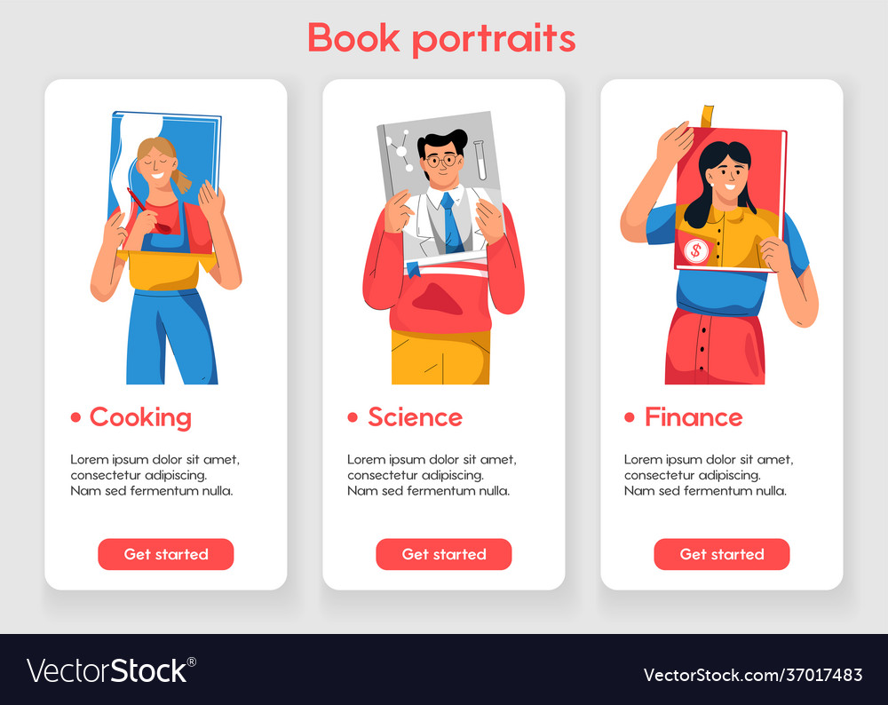 Template design for mobile app page with book Vector Image