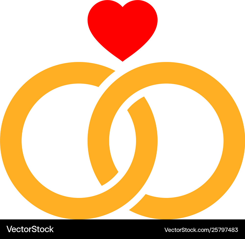 Interlocking Rings Vector Golden Wedding Rings, Vector Illustration.