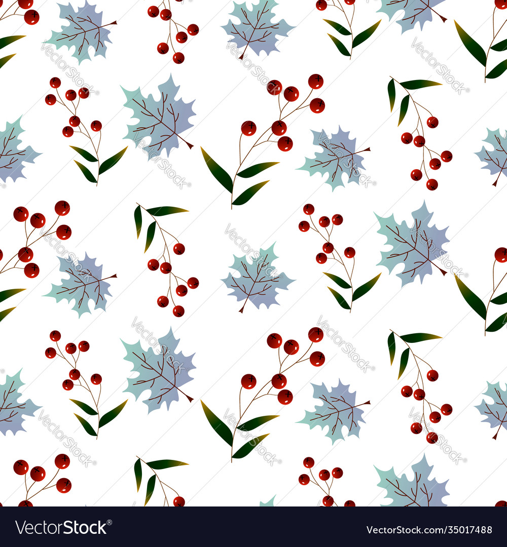 Autumn pattern with leaves and berries Royalty Free Vector