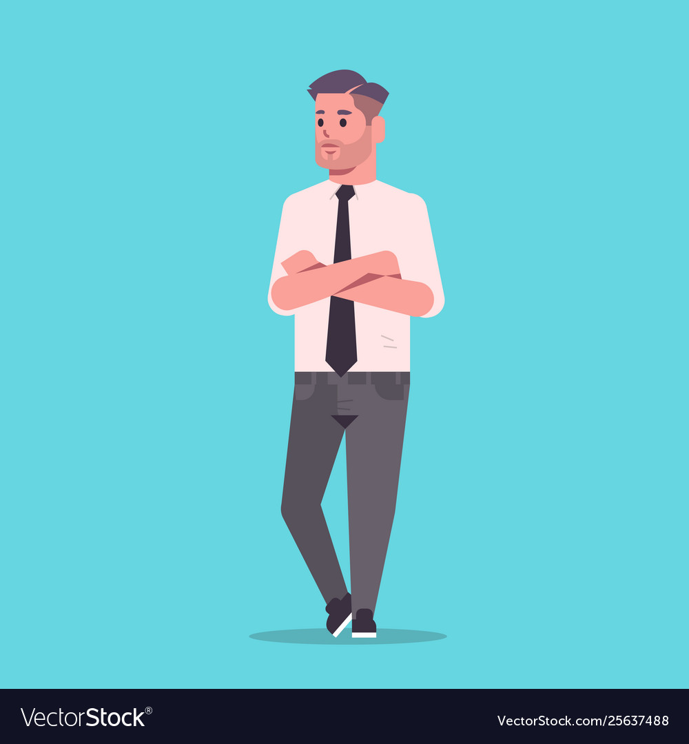 Businessman in formal wear folded hands standing Vector Image Businessman in formal wear folded hands standing Vector Image