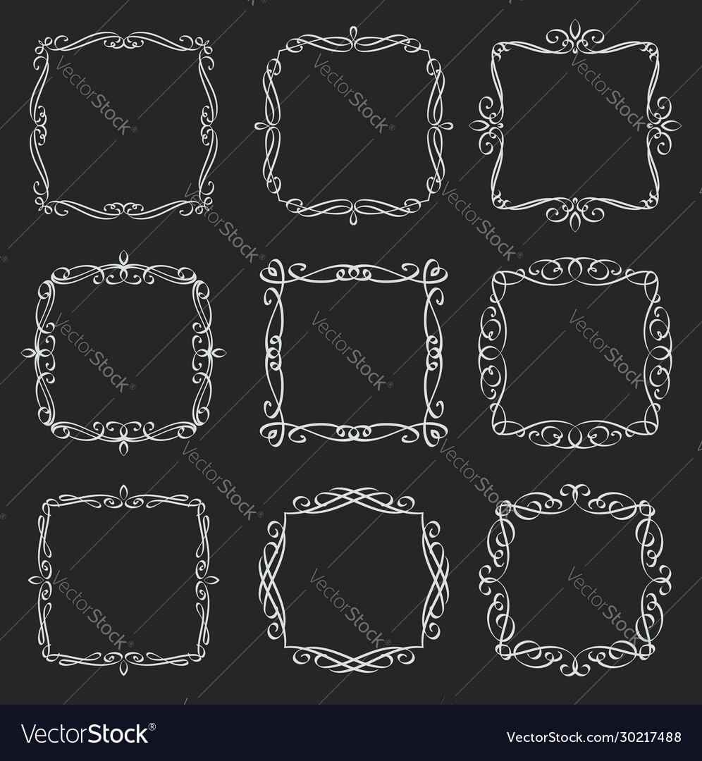 Flourishes square frames Royalty Free Vector Image