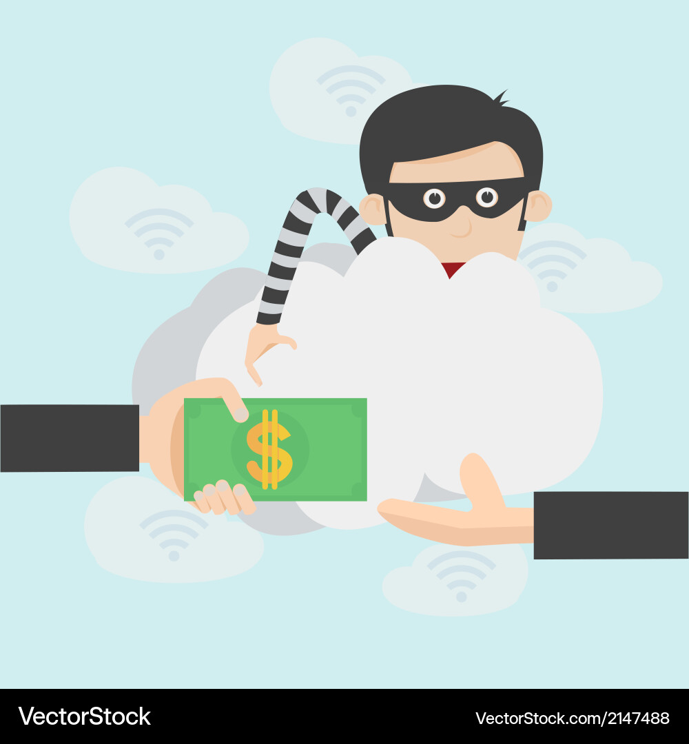 Hacker steal money over online internet Royalty Free Vector