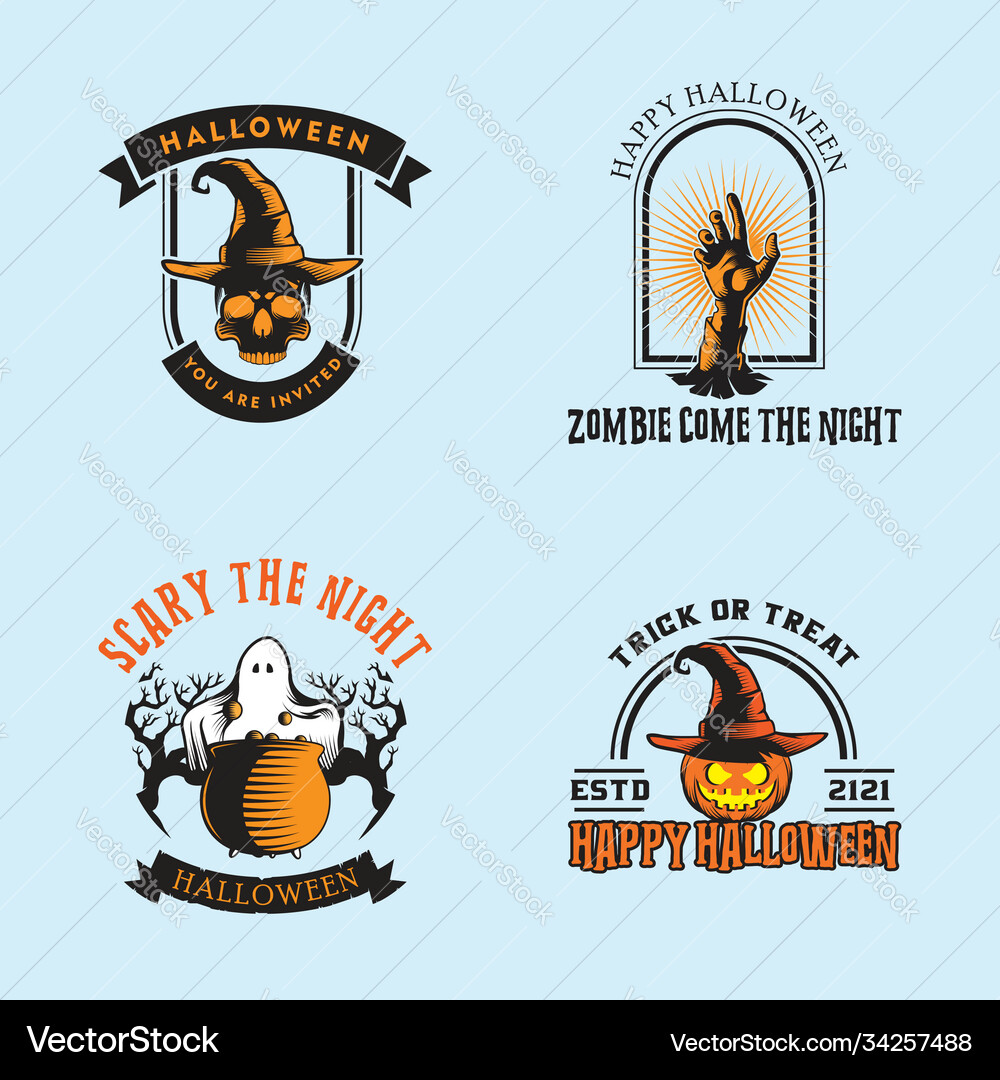 Halloween logo design inspiration collection Vector Image