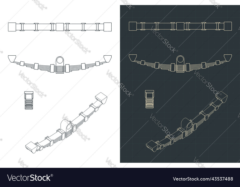 Leaf spring blueprint Royalty Free Vector Image