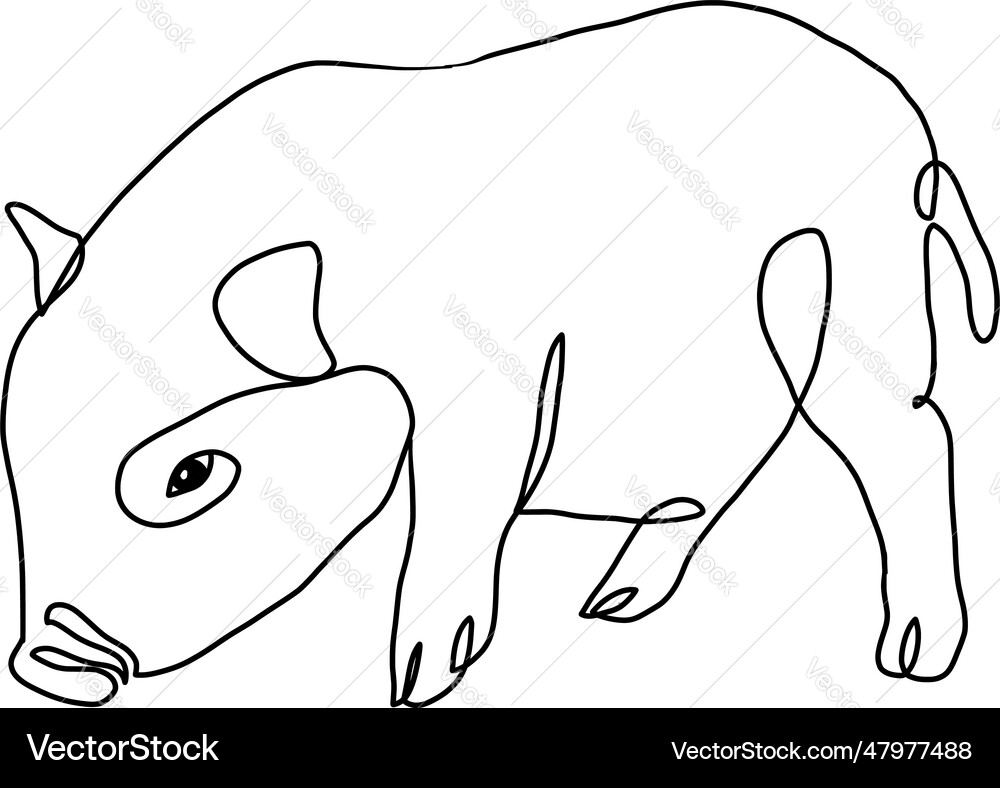 One line art piglet drawings 2 Royalty Free Vector Image