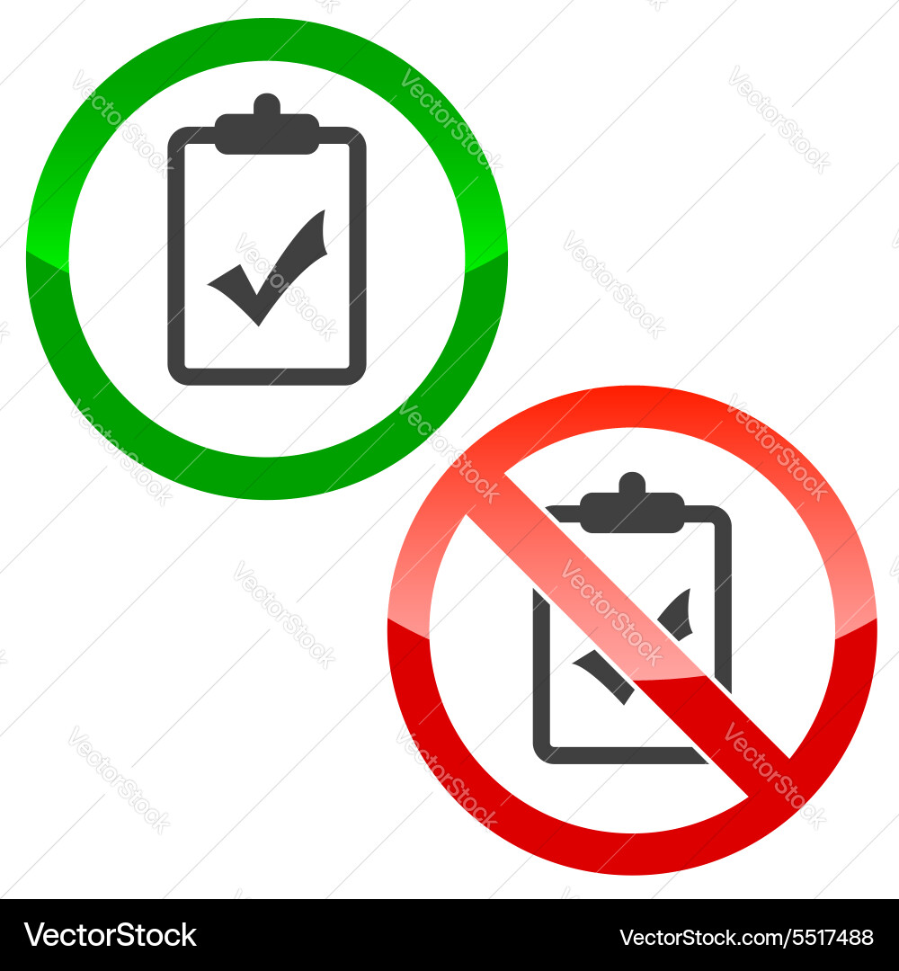 Positive result permission signs set Royalty Free Vector