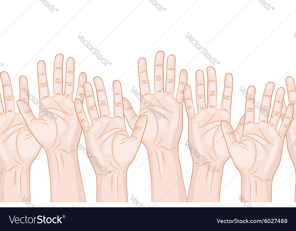 Raised hands horizontal seamless pattern Vector Image