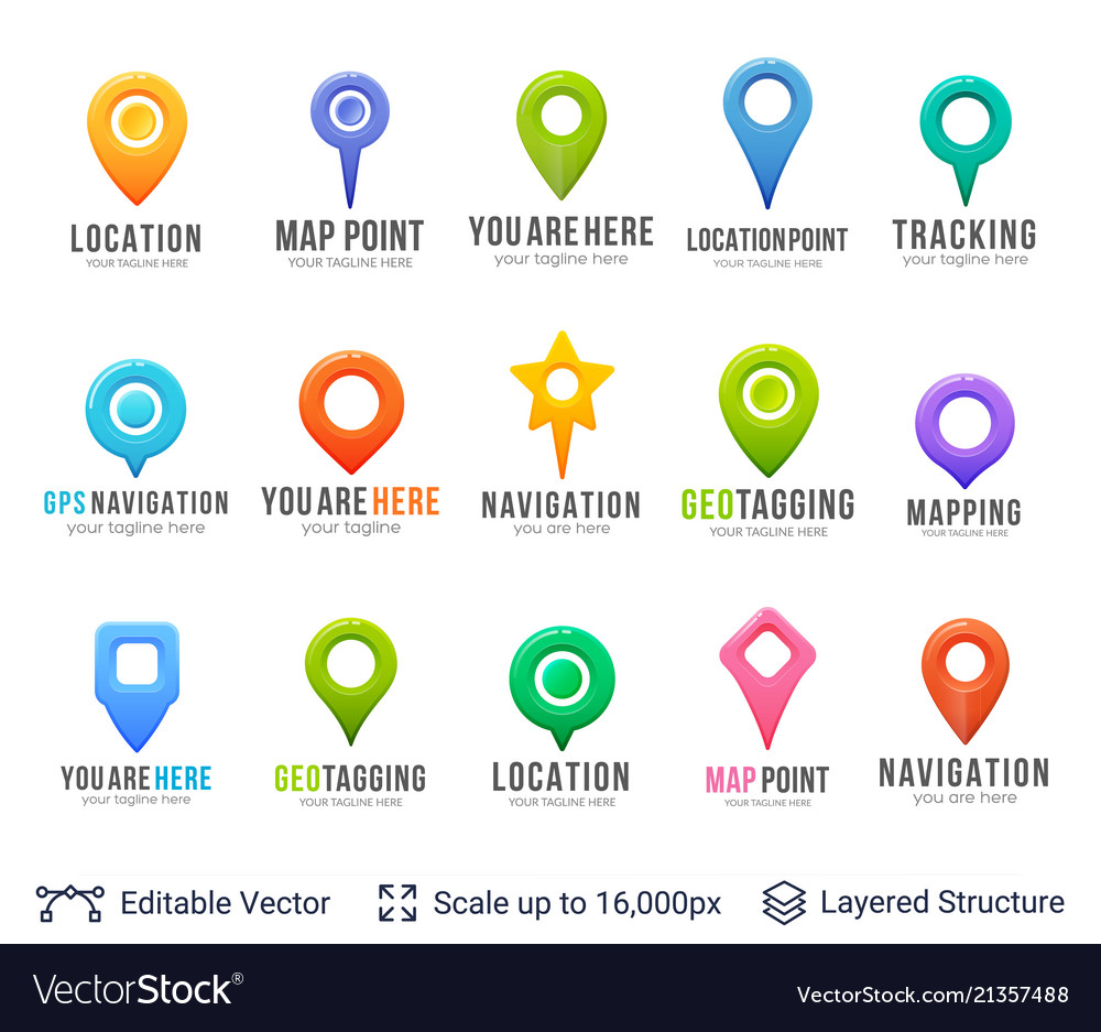 Set of map location pointers Royalty Free Vector Image